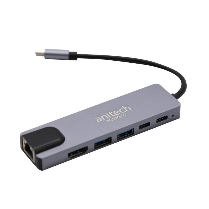 anitech RA502 usb hub 6-in-1 multi-eevices type-c*2dp port usbport*2 3. ...