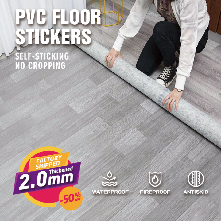 KRUKER PVC thickened bedroom floor stickers non-slip waterproof self ...