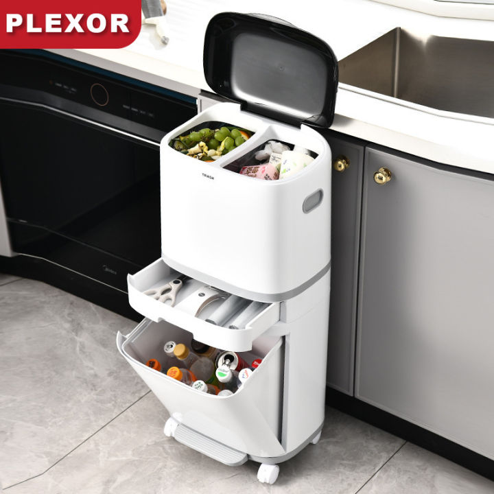Dual Compartment Step Trash Can 42L/24L/18L- Kitchen Waste Sorting Bin ...