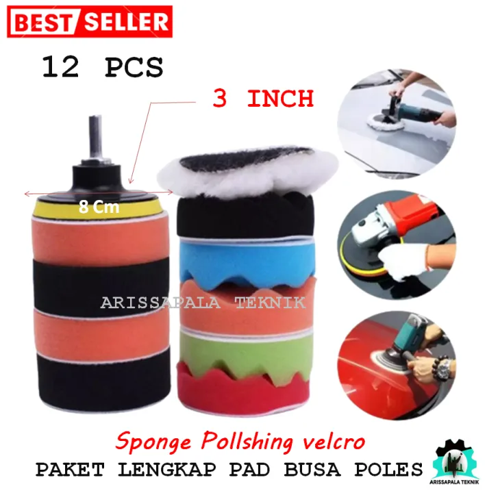 Busa Spon Poles Mobil Motor Set 3" inch 12 pcs Sponge Polishing ...