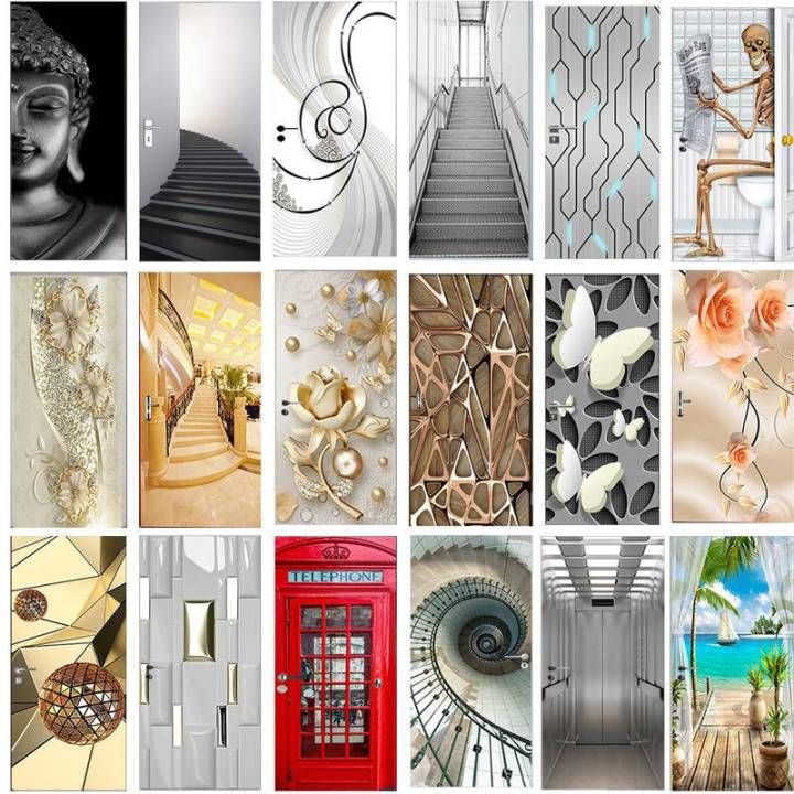 Door sticker Decoration 3D Wallpaper Modern Design PVC Self-adhesive ...