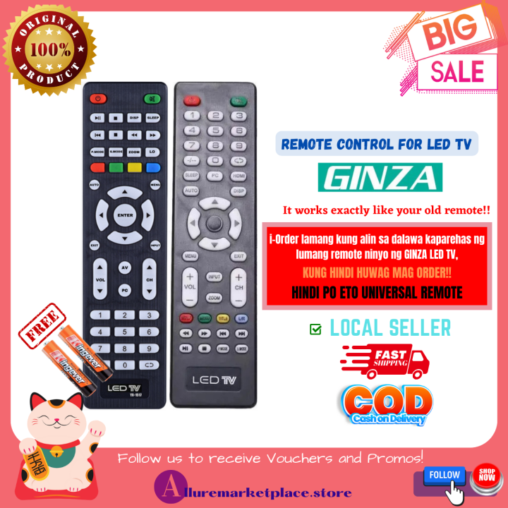 GINZA Led TV Remote for Basic Led TV TOP and CONDERE TV Music TV TOP ...