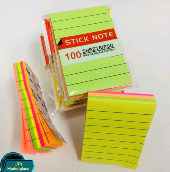 3x2/3x3 Sticky Notes Neon / Pastel Lined 100 sheets | Lazada PH
