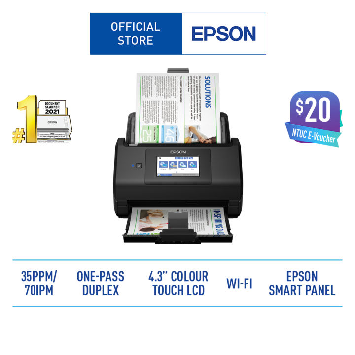 Epson WorkForce ES-580W Wireless Duplex Touchscreen Desktop Document ...