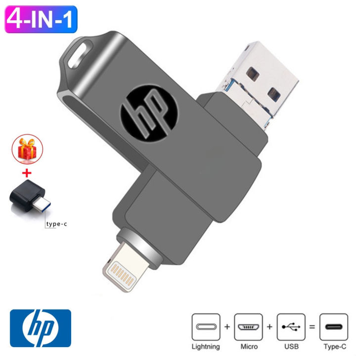 HP USB3.1 4 in 1 OTG flash drive Metal Waterproof High speed U Disk ...
