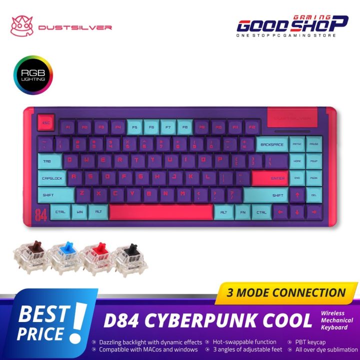 DUSTSILVER CYBERPUNK Cool Purple Hot-swappable RGB Backlit Keyboard ...