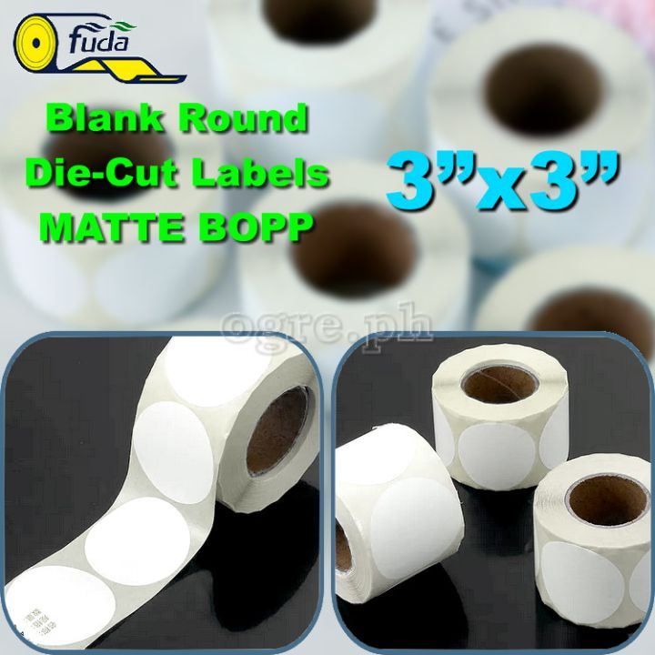 Blank BOPP Round Die-Cut Labels in Rolls ~ Matte White (Various Sizes ...