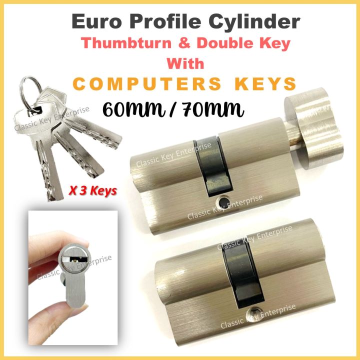 Euro Profile Cylinder 60mm 70mm Thumbturn & Double Key With 3 COMPUTERS ...