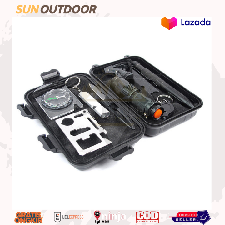 Peralatan Survival Kit Lengkap Multifungsi 9 in 1 Perlengkapan Survival ...
