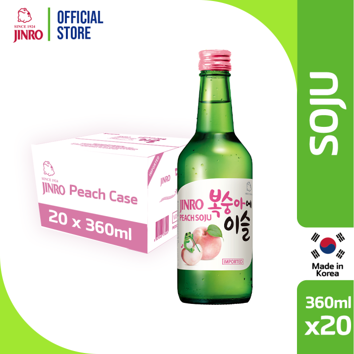 Jinro Peach Soju 360ml Case of 20 FREE 20 Shot Glasses | Lazada PH