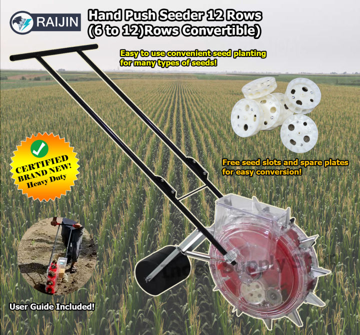 hand push seeder corn planter seeder 12 beaks heavy duty convertible ...
