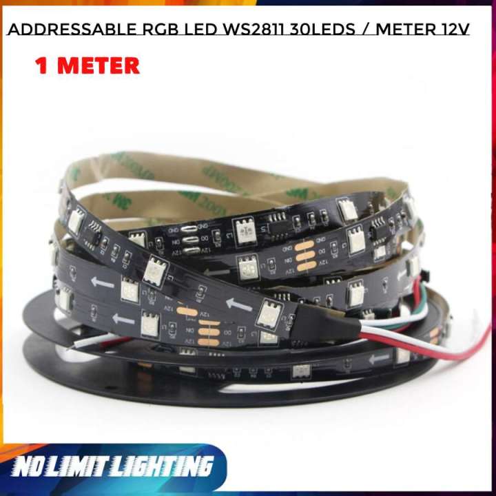 LED Strip Addressable RGB 12V 150 Pixel 30 LED/Meter Hitam LED Running ...
