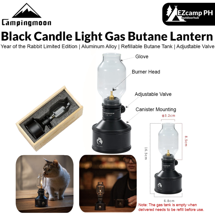 Campingmoon Black Candle Light Gas Butane Lantern Lamp Portable Tent ...