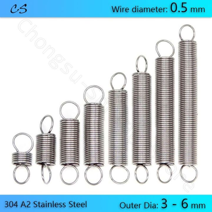 5Pcs 0.5 mm Tension Spring with Hooks A2 Stainless steel 0.5 mm Wire ...