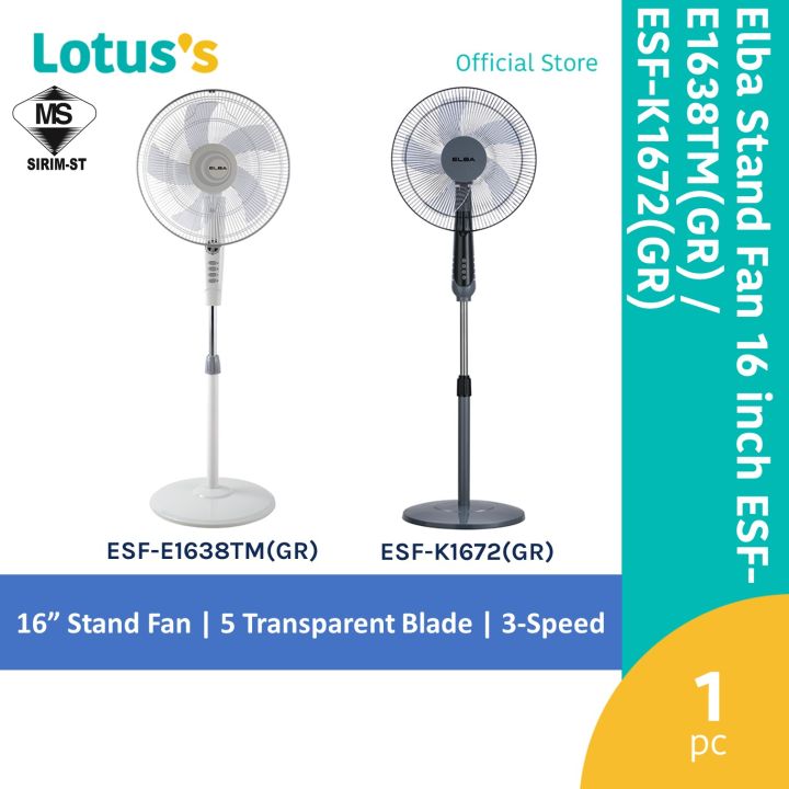 Elba Stand Fan 16 Inch Esf-E1638Tm(Gr) / Esf-K1672 (Gr) | Lazada