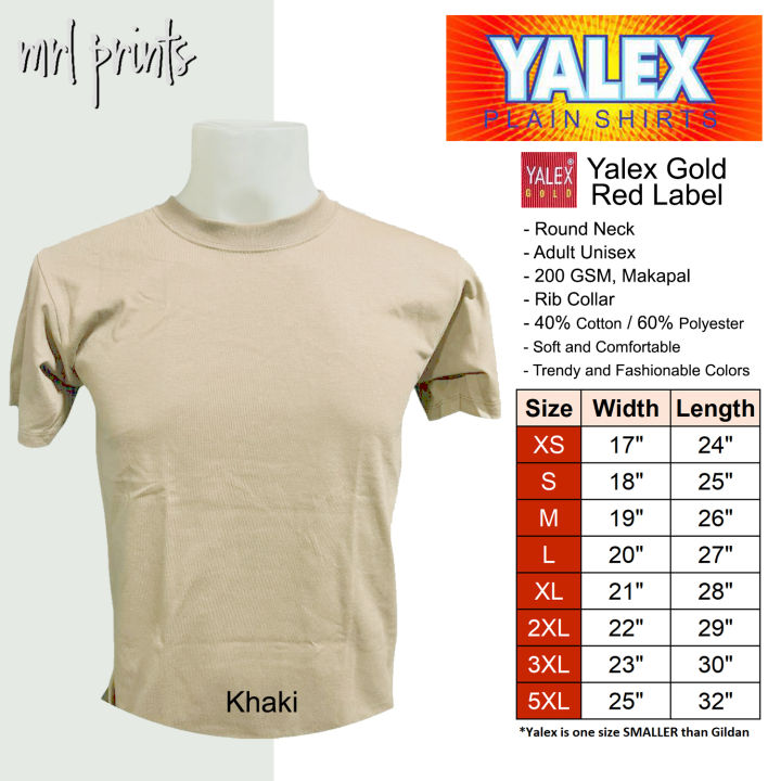 Yalex Plain Shirt Khaki Red Label Gold Makapal Premium Unisex TShirt ...