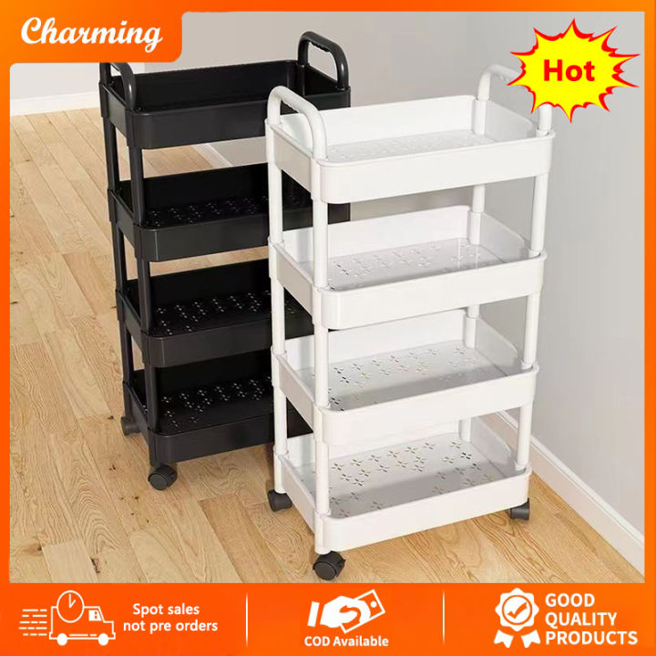 3/4/5 layer Moving Rack Kitchen Storage Shelf Wall Cabinets Home ...