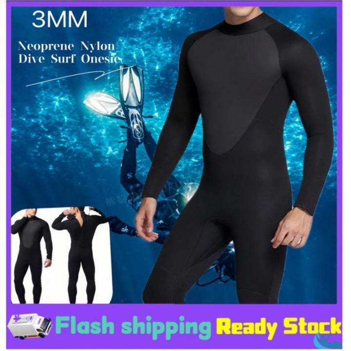 【Ready Stock】 Men's Neoprene Full Body Leotard Wetsuit 3mm Scuba Zipper Diving Stretch Swim Surf ...