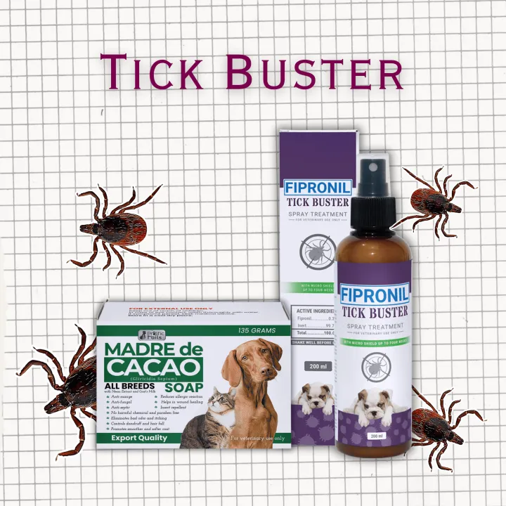Tick Buster Fipronil Spray Treatment 100mL with Madre de Cacao Soap ...