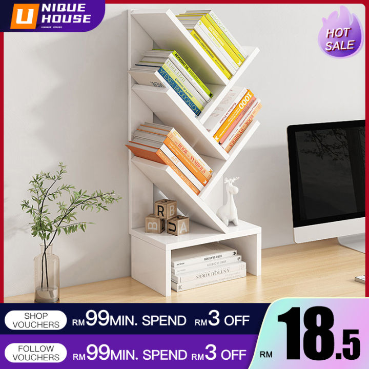 Book Rack Tree Shape Multipurpose Bookshelf storage Rak buku gaya moden ...
