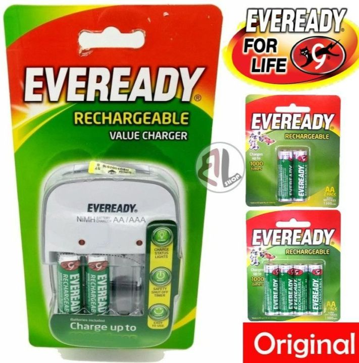Official Eveready Rechargeable Value Charger With 2 x AA Rechargeable ...