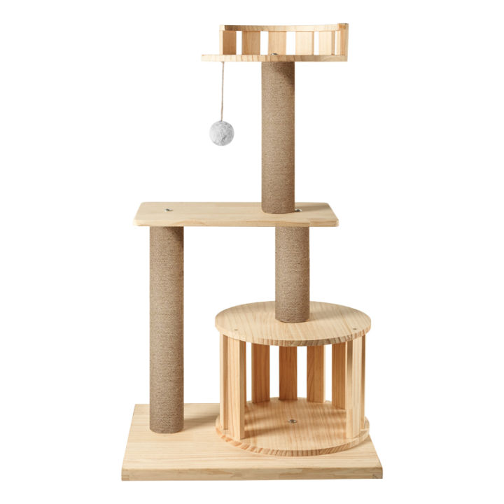 Osti Solid Wood Cat Tree Tower with Scratching Post for Indoor Cats ...