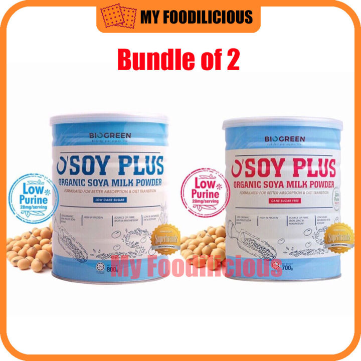 HALAL Biogreen O'Soy Plus Organic Soya Milk Powder 700g/800g Cane Sugar ...