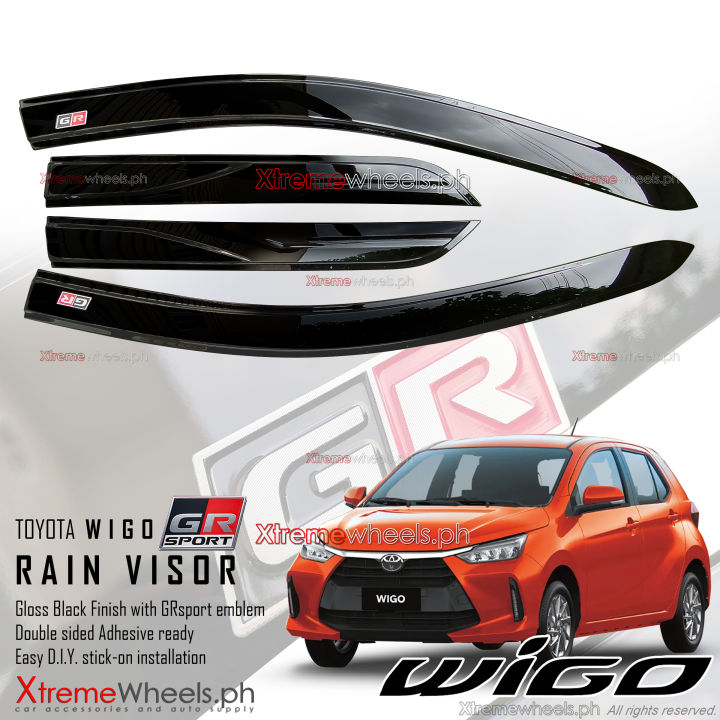 Toyota Wigo 2024 GR-Sport Slim Type Designed Black Rain Window Visor ...