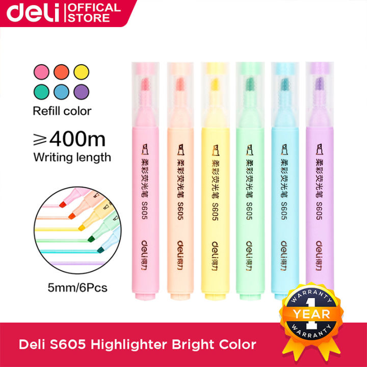 Deli 6Pcs Highlighter Bright Color S605 | Lazada PH