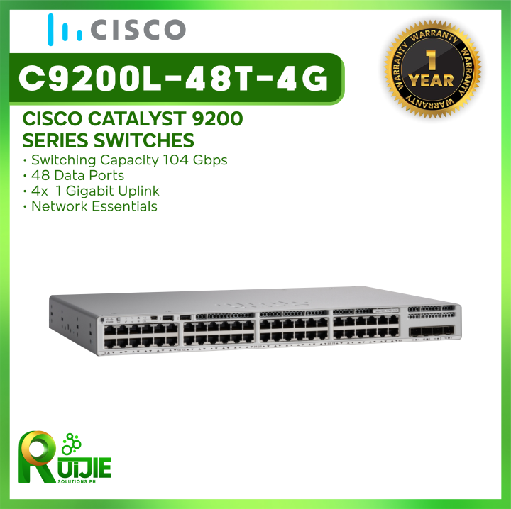 Cisco Switch Catalyst 9200 C9200L-48T-4G-E, Catalyst 9200L 48-port Data ...