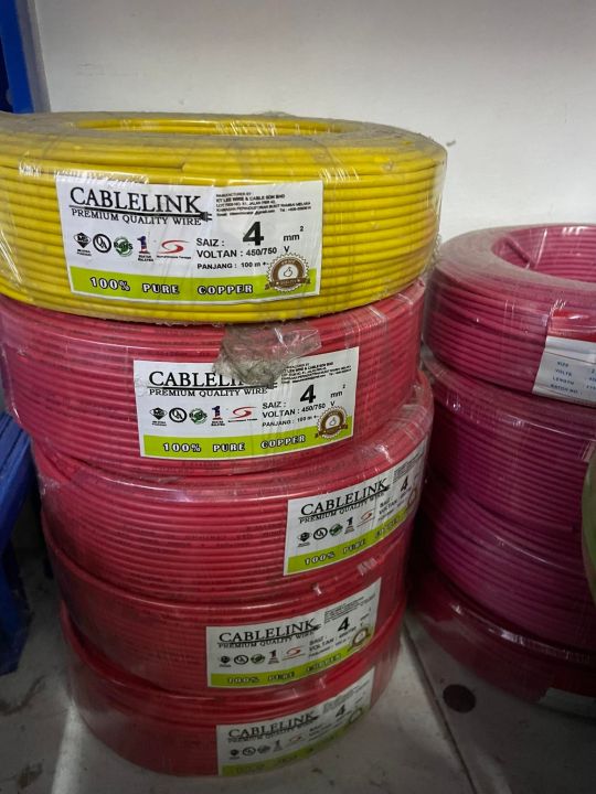 WIRE COPPER 1CORE SIRIM 4MM ( 100% PURE COPPER )CABLE LINK INSULATED ...