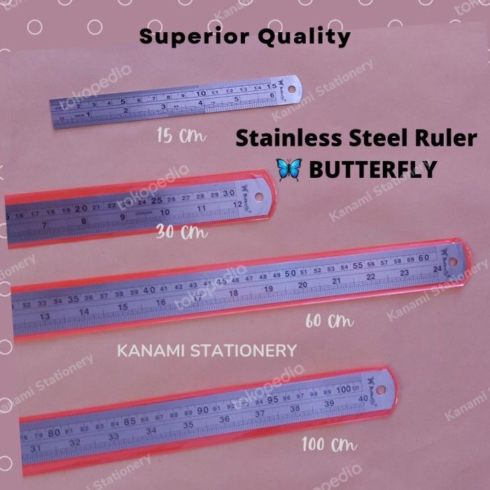 ( COD ) Penggaris Besi Stainless Steel Ruler 60 cm100 cm-01 Meter ...