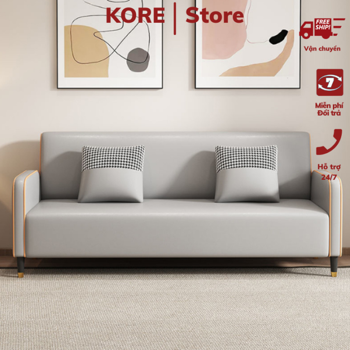 Tặng gối - Ghế sofa bọc da cao cấp KORE 144 dài 140cm thiết kế thông ...