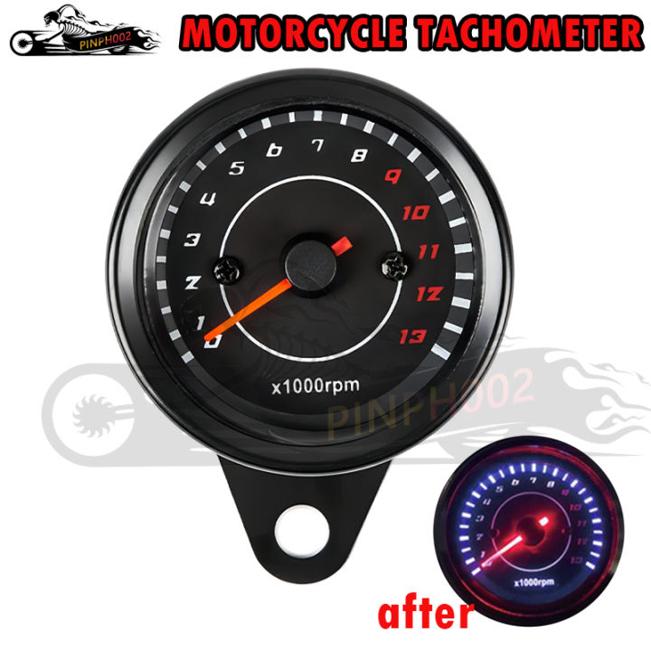 Pinph Motorcycle Speedometer Gauge LED Screen Tachometer DC 12V 13000 ...