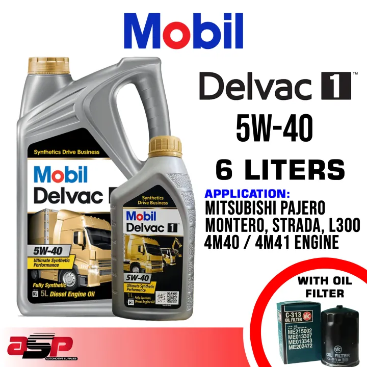 MOBIL 5W-40 Delvac 1 Fully Synthetic Diesel Oil 6 Liters for Mitsubishi ...