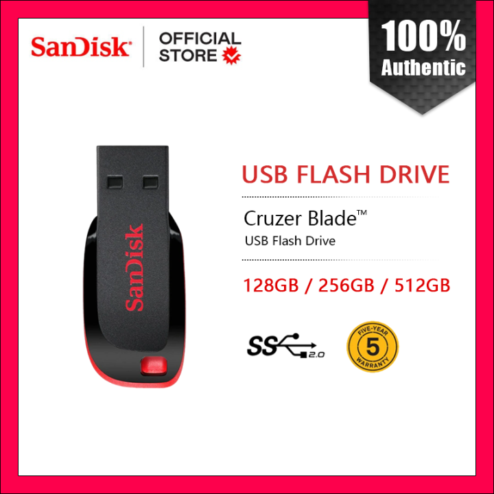 Sandisk Cruzer Blade 128GB 256GB 512GB USB 2.0 Flash Drive (SDCZ50-128G-256GB-512GB-B35) | Lazada PH