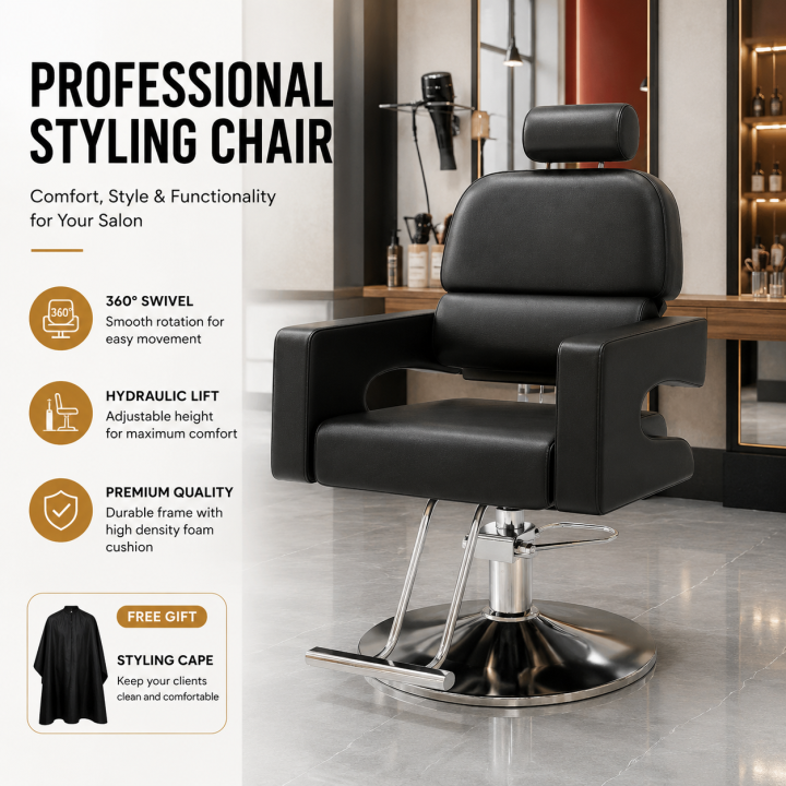 High End Hair Salon Chair Lift and Rotate Barber Chair Stainless Steel ...
