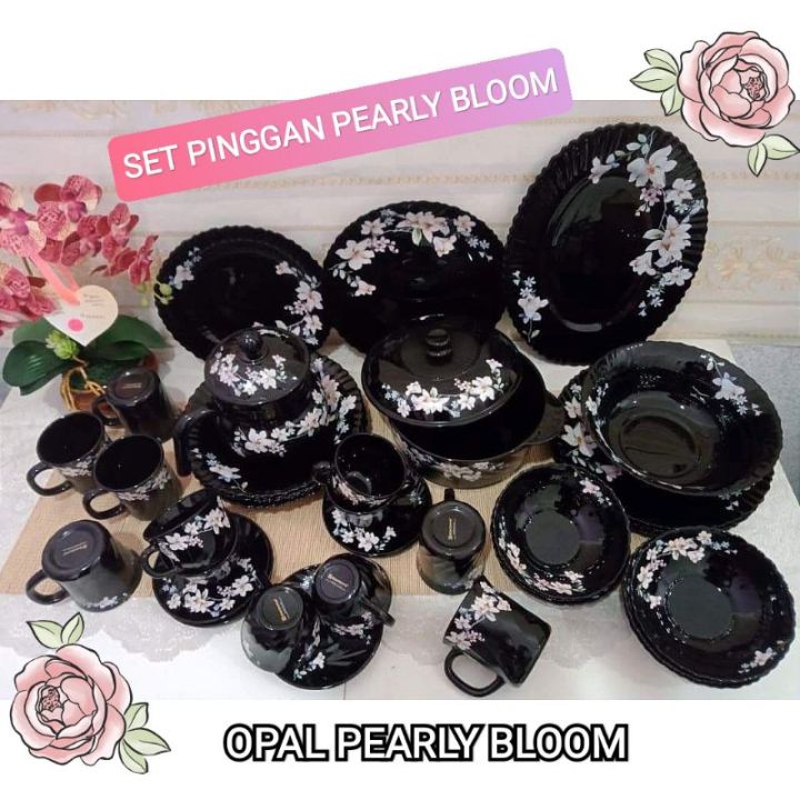 Set Pinggan Mutiara Mekar Opal/Set Pinggan Virus/Hitam Siri | Lazada
