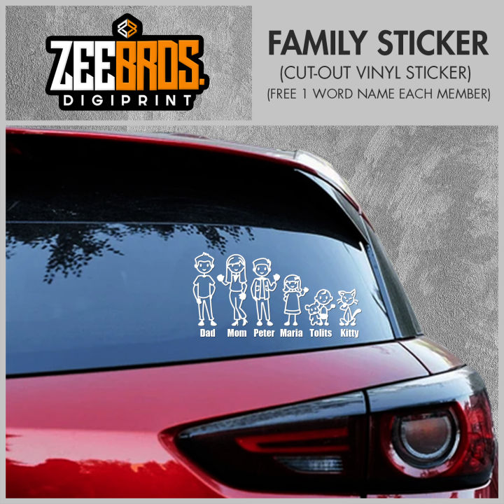 FAMILY CAR STICKER (Stick Figure Sticker, Free 1Word Name) | Lazada PH