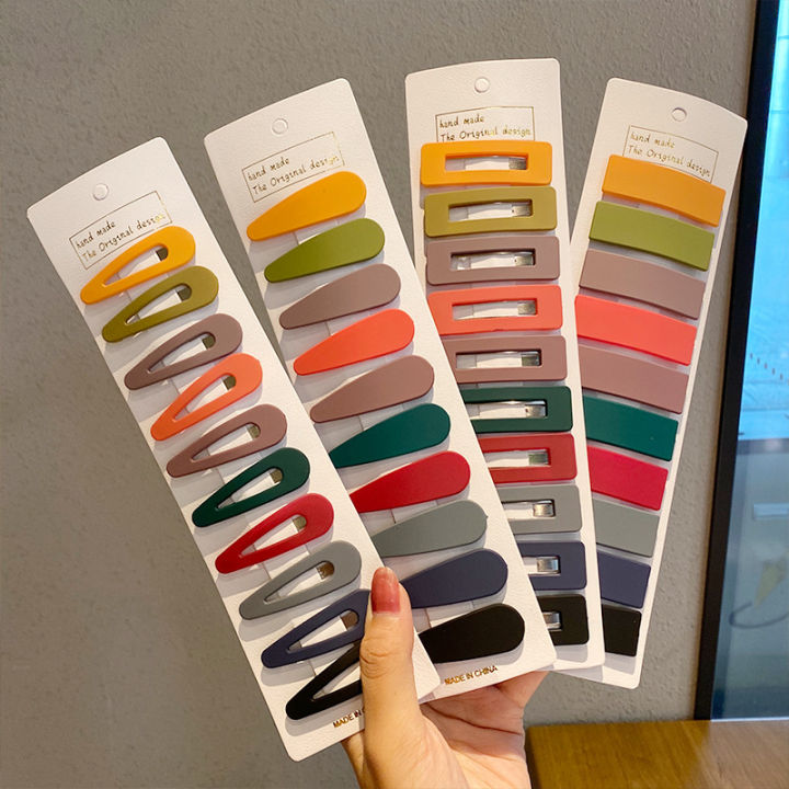 10 Pieces/set Frosted Morandi Color Hair Clip Set Simple Geometric ...