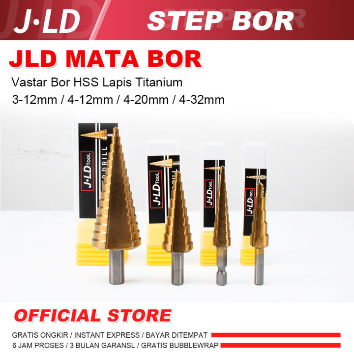 JLD Bor HSS Lapis Titanium 4 buah mata bor set 3-12mm,4-12mm,4-20mm,4 ...