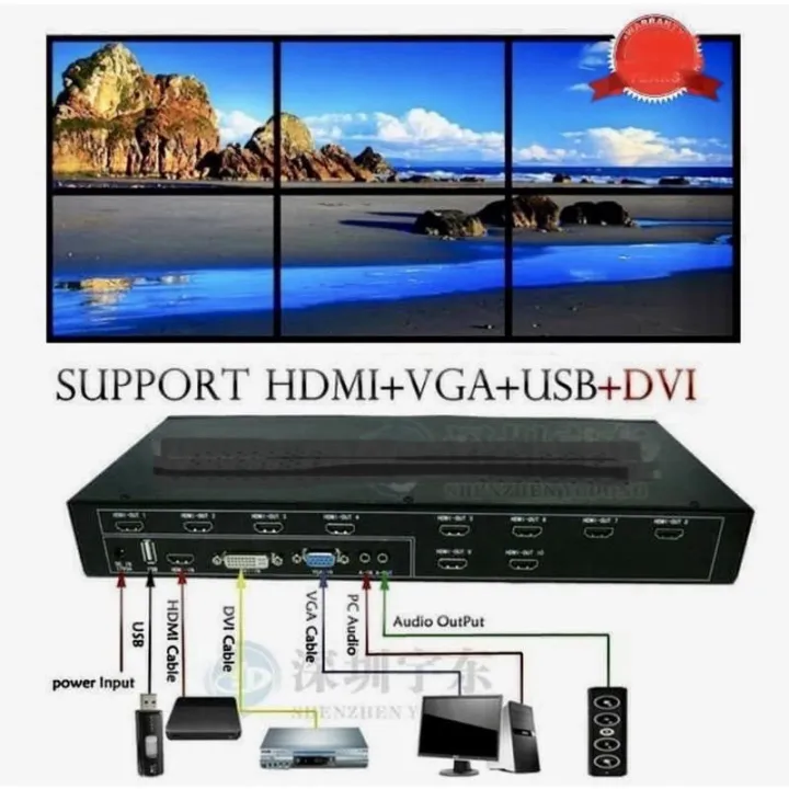 video wall controller 2 x 3 3x2 6channel hdmi 6ch FULL HD | Lazada ...
