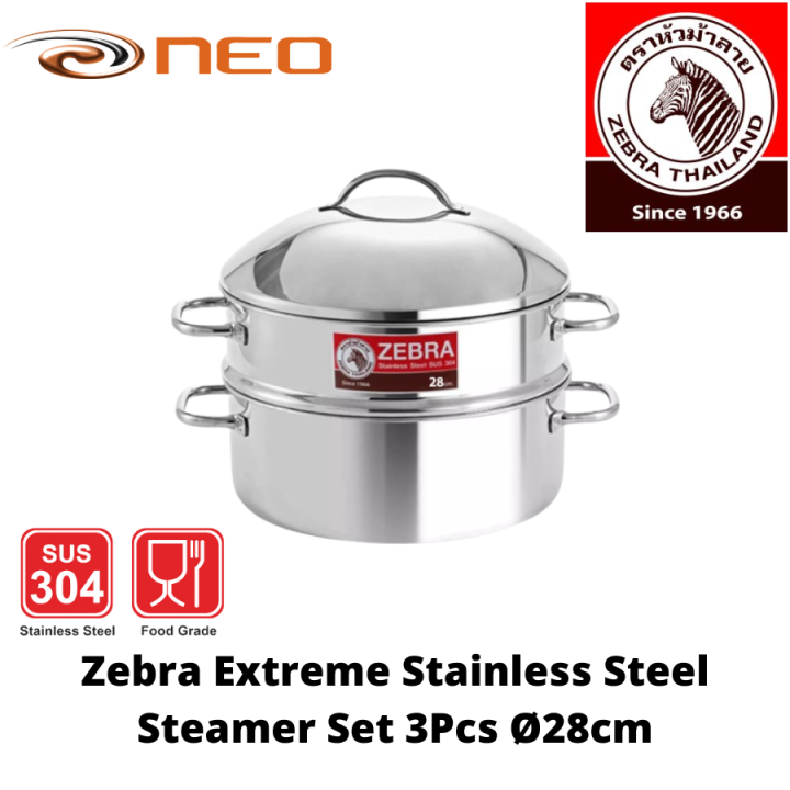 Zebra Extreme Stainless Steel Steamer Set 3Pcs Ø28cm | Lazada Singapore