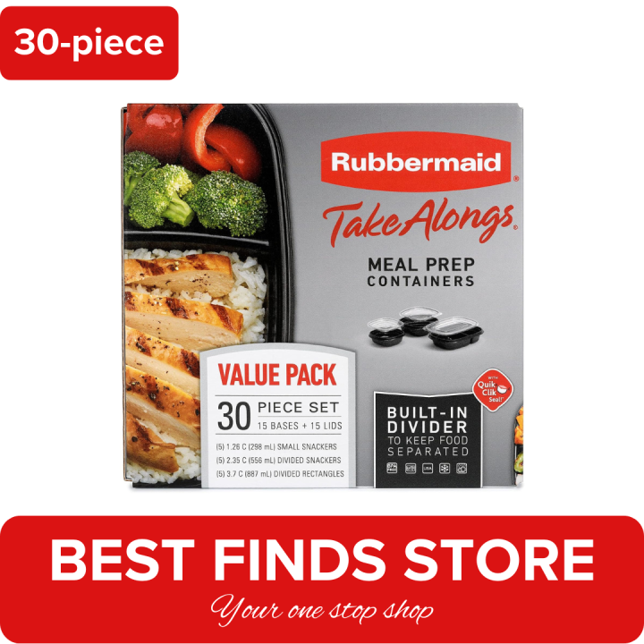 Rubbermaid TakeAlongs Meal Prep Food Storage Containers with Divided ...