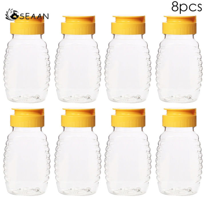 8 Pack 150ML Clear Plastic Honey Bottles,Refillable Food Grade Honey ...