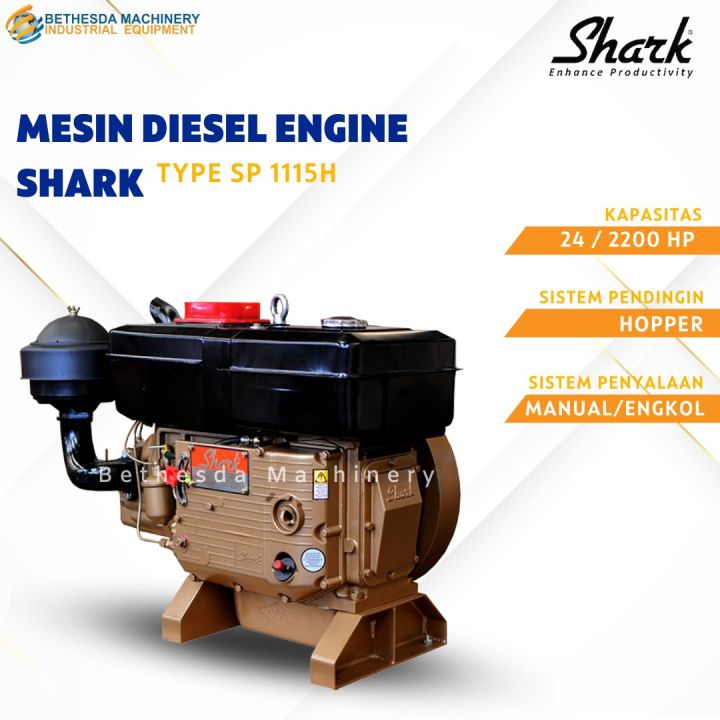 Diesel Engine Shark SP1115 - 24 HP Mesin penggerak 24PK Hopper | Lazada ...