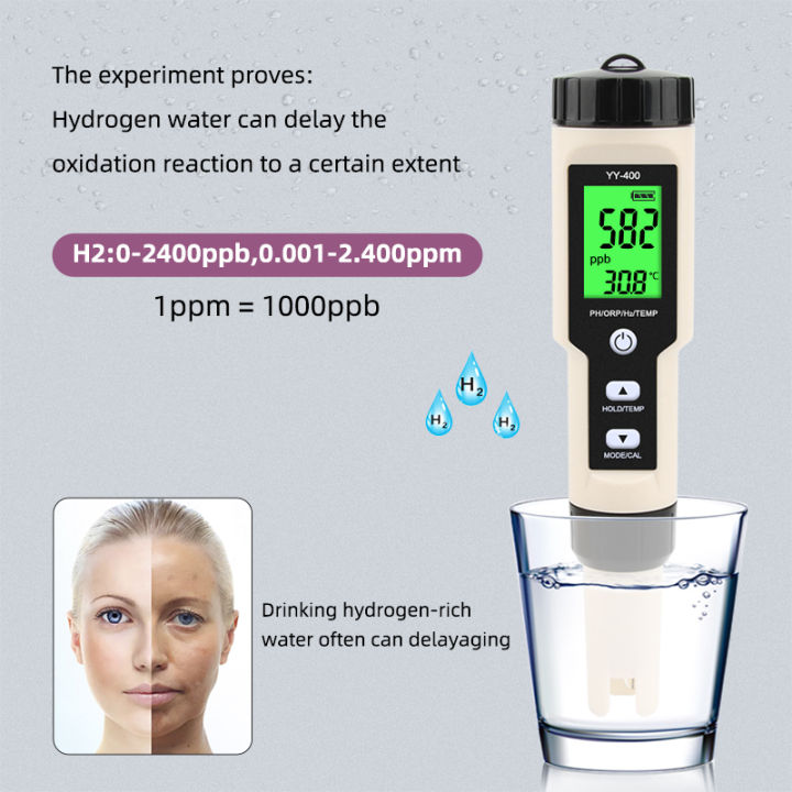 YIERYI New high precision water quality tester 4 in 1 PH/H2/ORP ...
