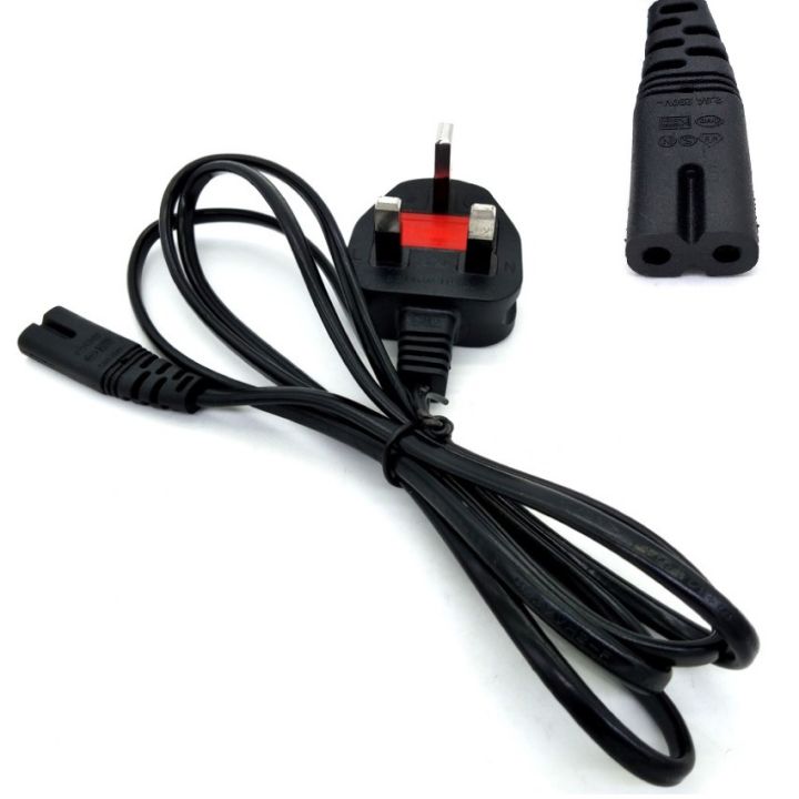 1.5M 3 Pin Uk To 2 Pin Figure 8 Power Cable With Fuse For Printer TVc ...