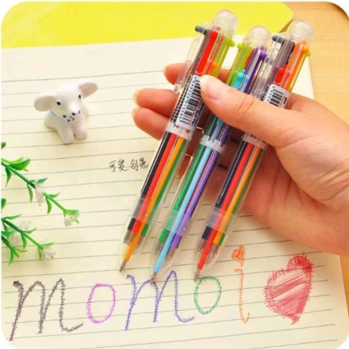6 in 1 Multi Colored Ball Pen 1 Pen 6 Colors Student Office Stationery ...