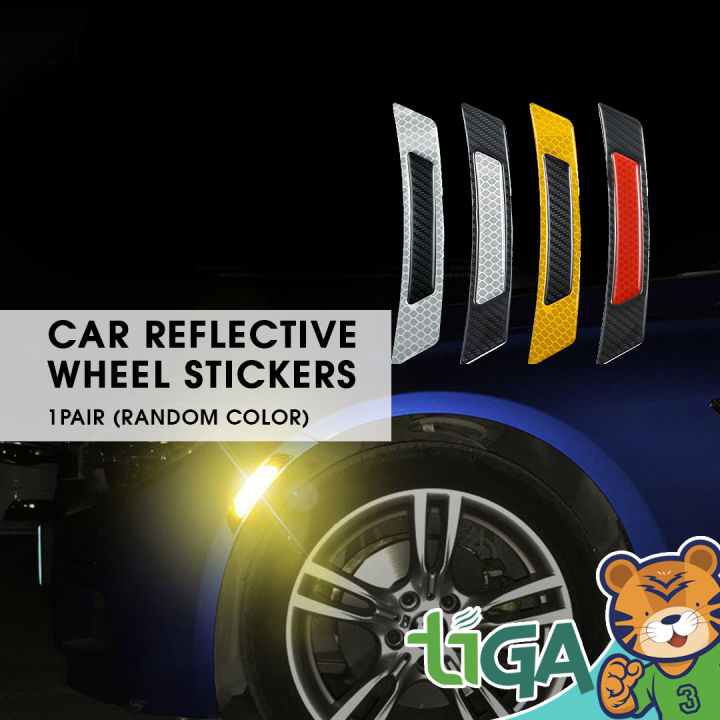 TIGA Reflective Car Wheel Stickers Car Eyebrows Sticker Warning Sign ...